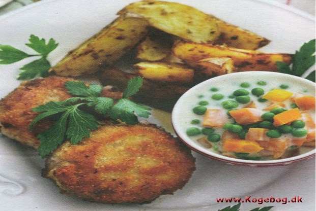 Krebinetter, stuvede ærter og gulerødder bedst på Kogebog.dk