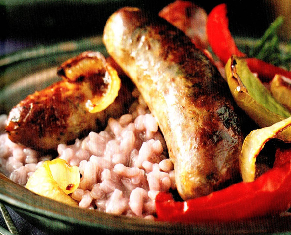 Risotto med pølser - nem opskrift Kogebog.dk