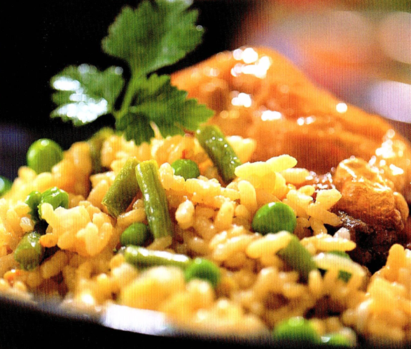 Safran ris med grønne grønsager - nem opskrift Kogebog.dk